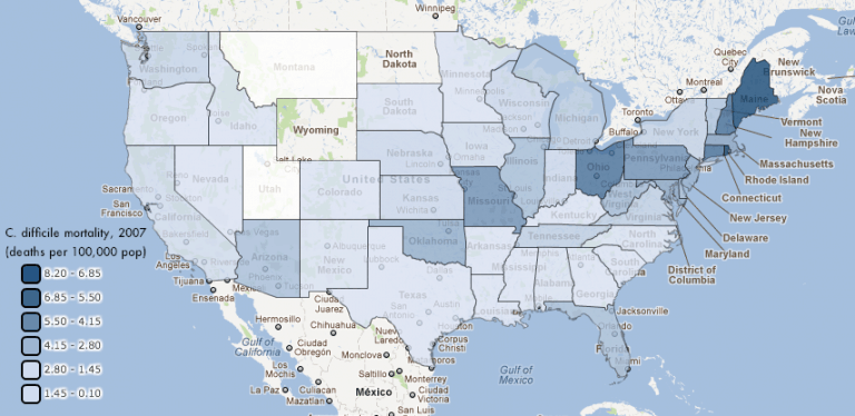 The geography of C. difficile mortality and its relationship with oral ...